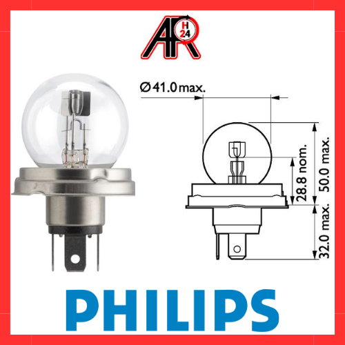 Ampoule Feux De Profondeur R2 24V 55/50w P45t Philips 13620 | eBay