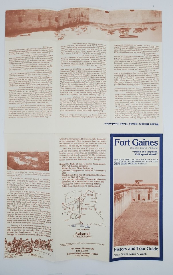 1990s Dauphin Island Alabama AL Fort Gaines Ft War Vintage Travel Brochure | eBay