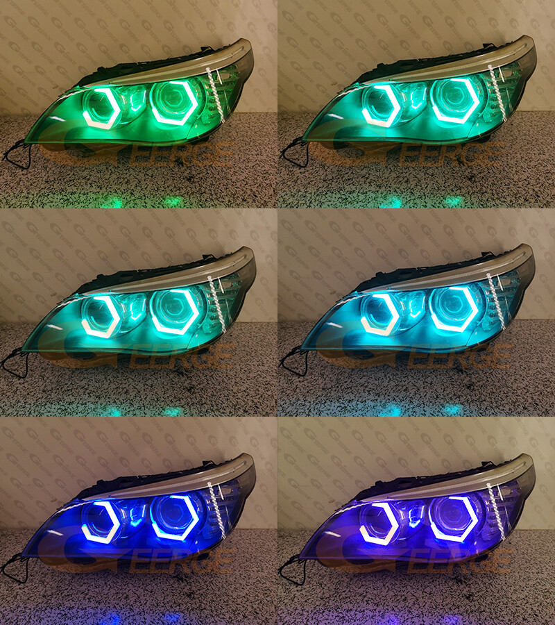 For BMW E60 E61 LCI BT APP Dynamic Multi Color RGB LED Angel Eyes Hex ...