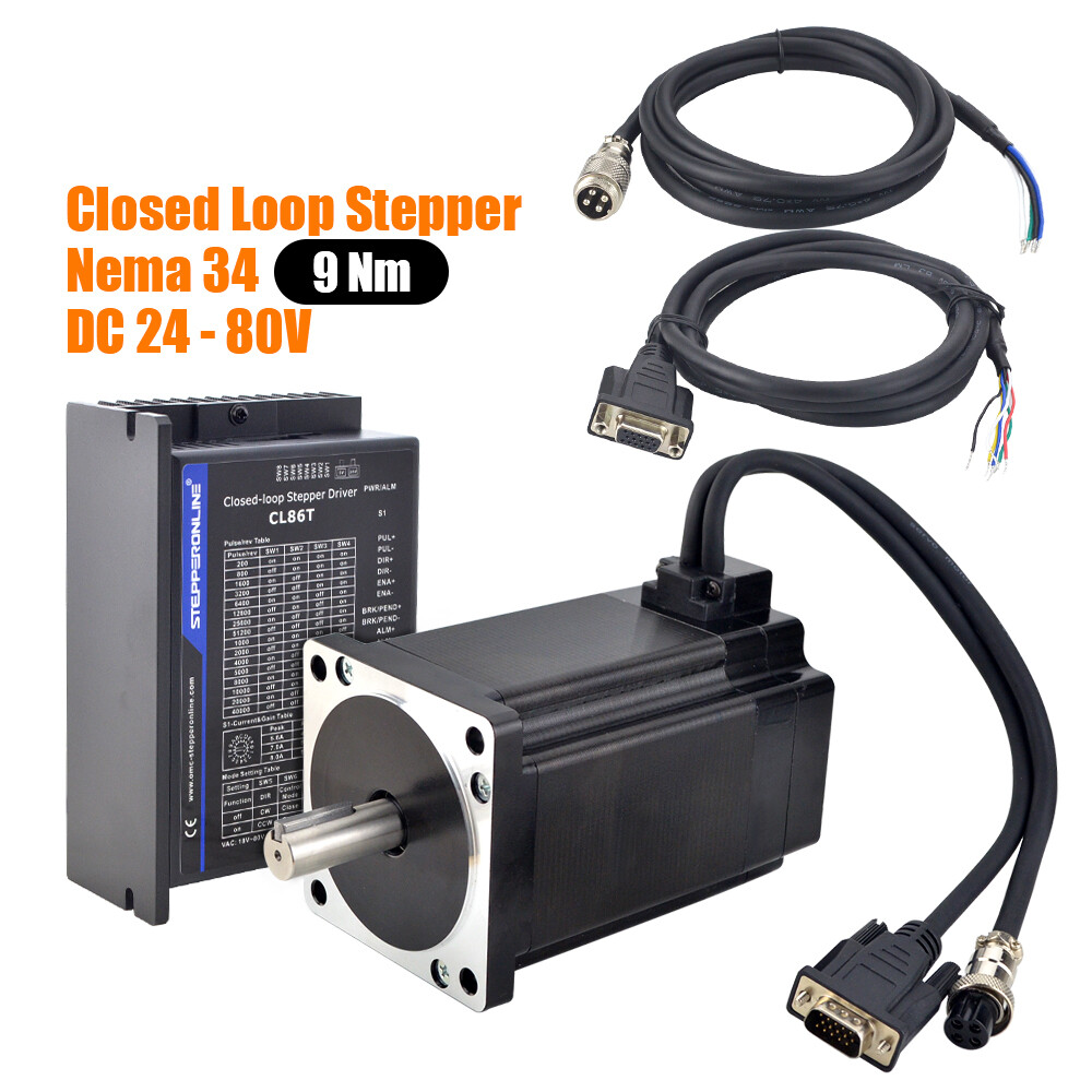 STEPPERONLINE 9Nm Nema 34 Closed Loop Stepper Motor 6A & Servo Driver ...