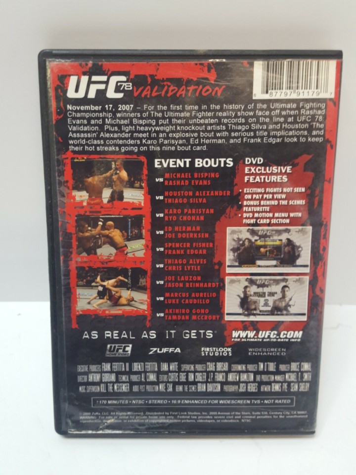 Ultimate Fighting Championship UFC 78 Validation DVD Bisping vs Evans ...