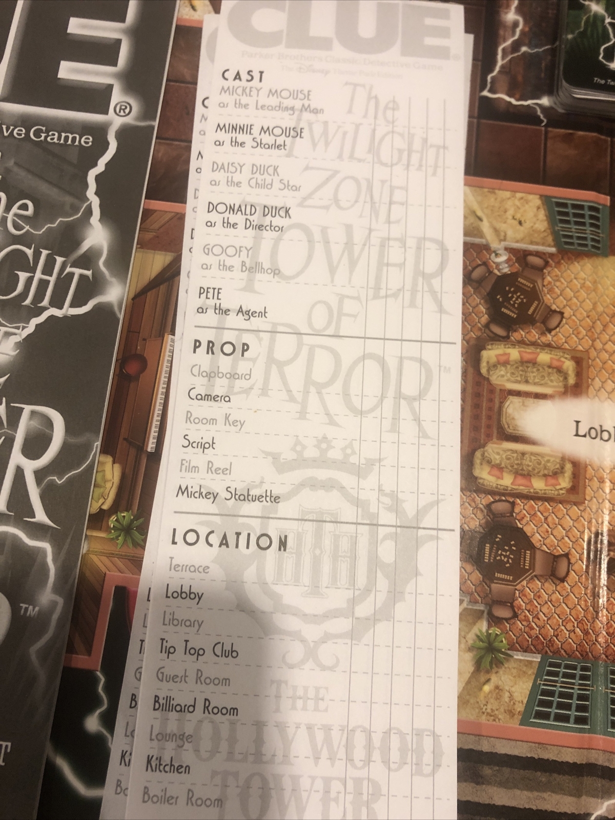 2007 Clue Twilight Zone Tower Of Terror Disney Parks Exclusive Tin Game ...