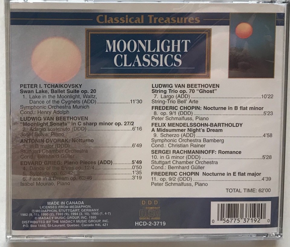 Moonlight Classics - Classical Treasures - 1995 - Music CD SEALED ...