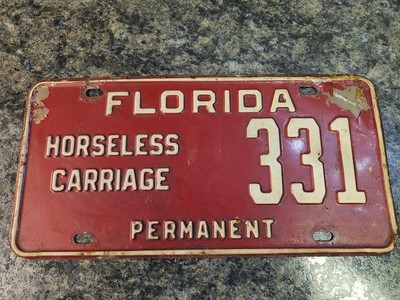 Vintage Florida License Plate Horseless Carriage #331 (Lot 1274) | eBay