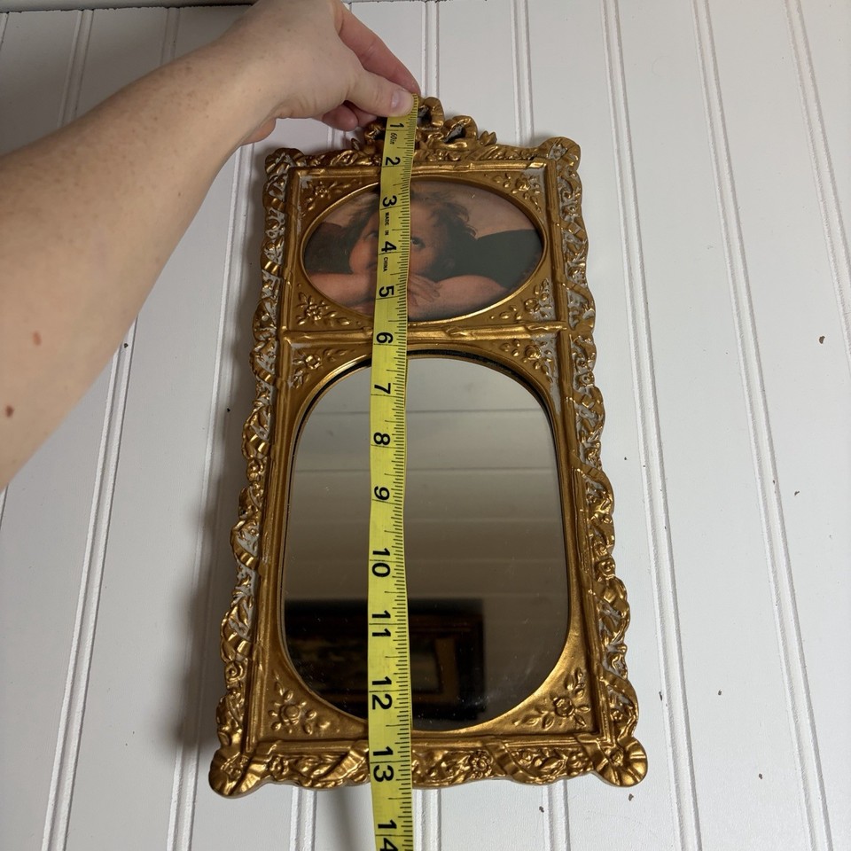 Vintage Gold Ornate Mirror Picture Frame Bow Detail Cherub Angel | eBay