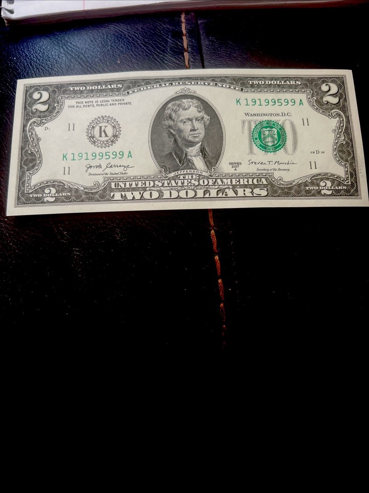 2017-A TWO DOLLAR FANCY SERIAL NUMBER UNCIRCULATED RARE NOTE RATED 97.6 ...