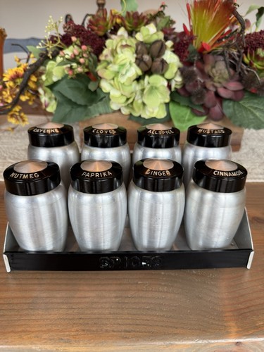 VINTAGE ATOMIC KROMEX SPICE SHAKER SET SPUN ALUMINUM 8-PIECE SET W ...