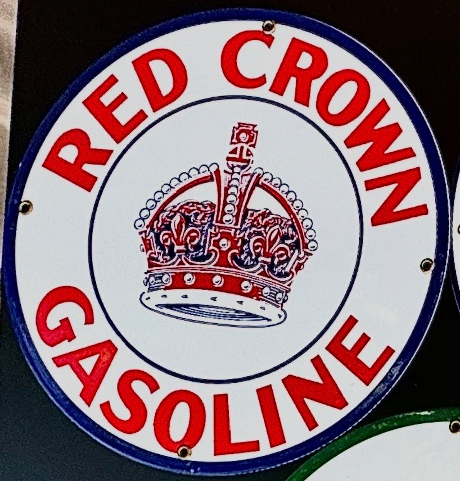 Red Crown Gasoline Sign 11 1/4 1980s reproduction Die-Cut Heavy metal ...