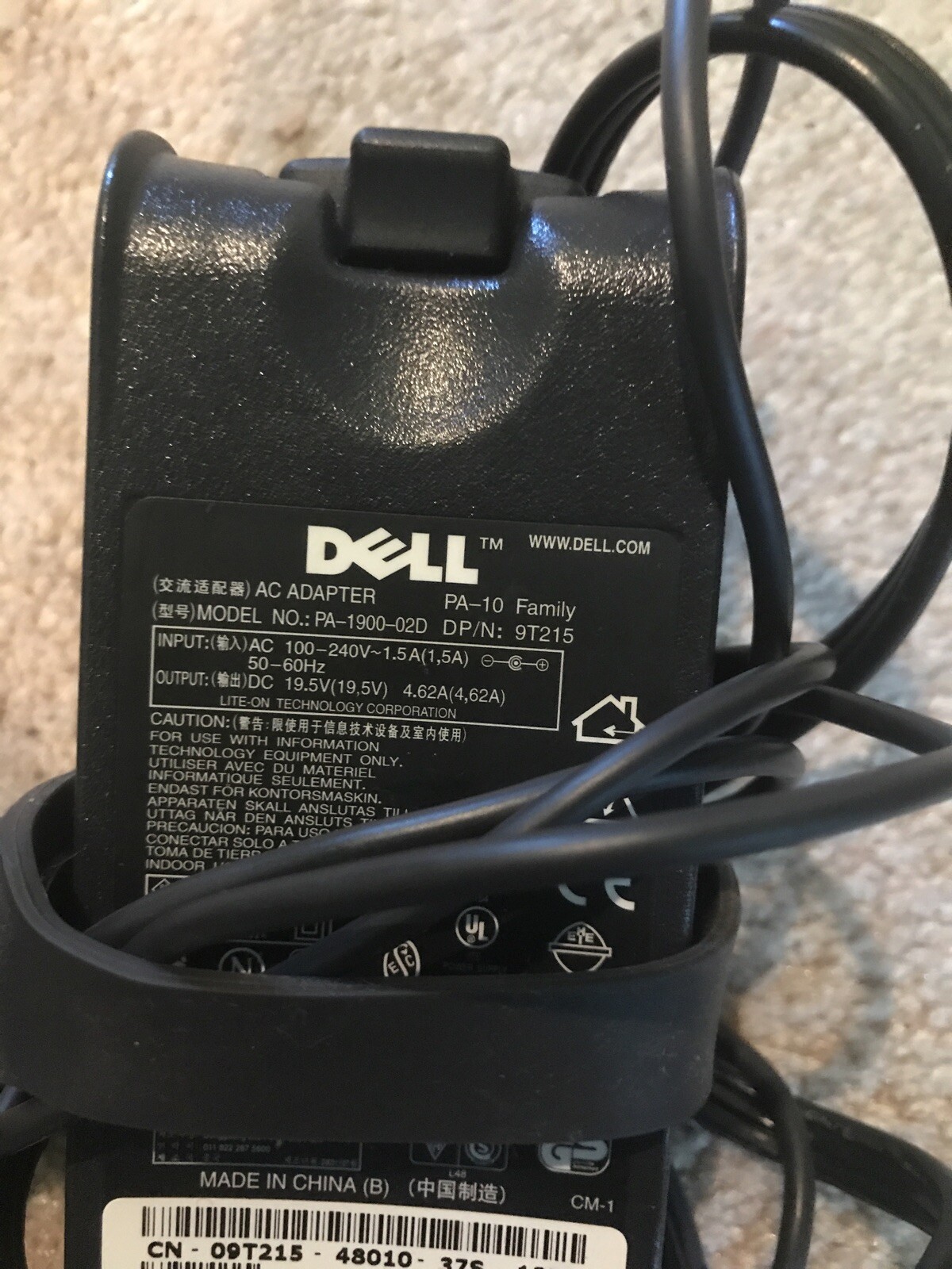 Dell AC Adapter Power Supply Cord Charger Cable Computer Model PA-1900 ...