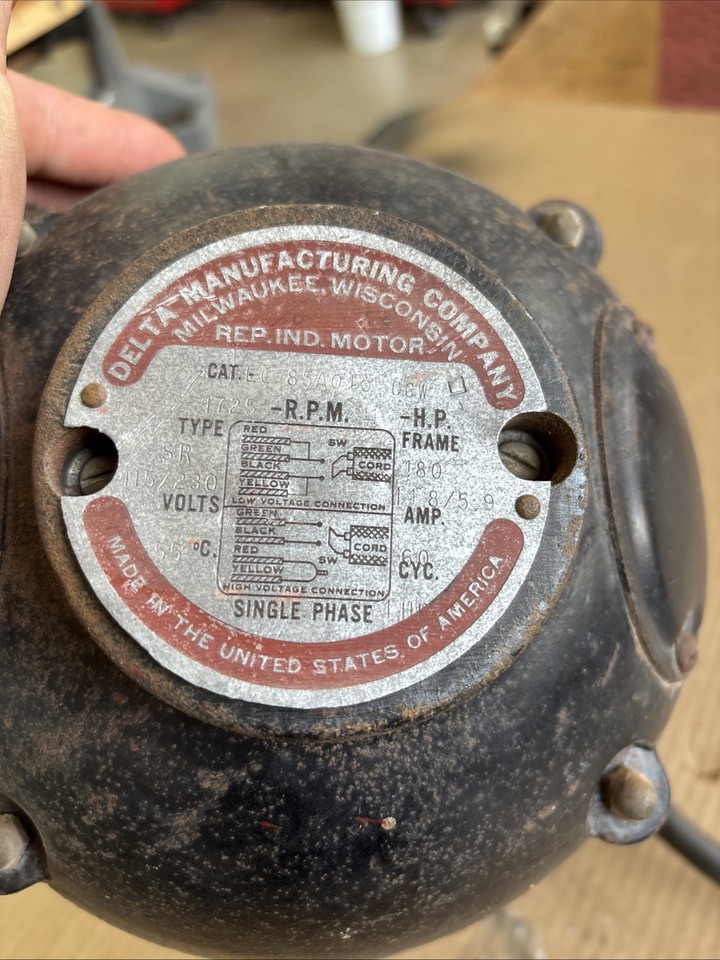 Rockwell Delta Milwaukee UNISAW Electric Motor 1 HP 1725 RPM 1PH, 180 ...