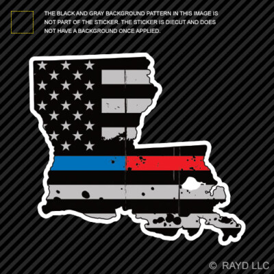 Distressed Thin Blue Red Line Louisiana State Shaped Subdued US Flag ...