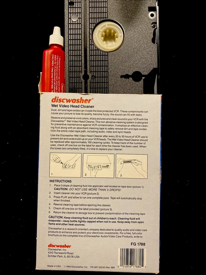 Discwasher Wet Video Head Cleaner - Made In USA - VHS Format - NO ...