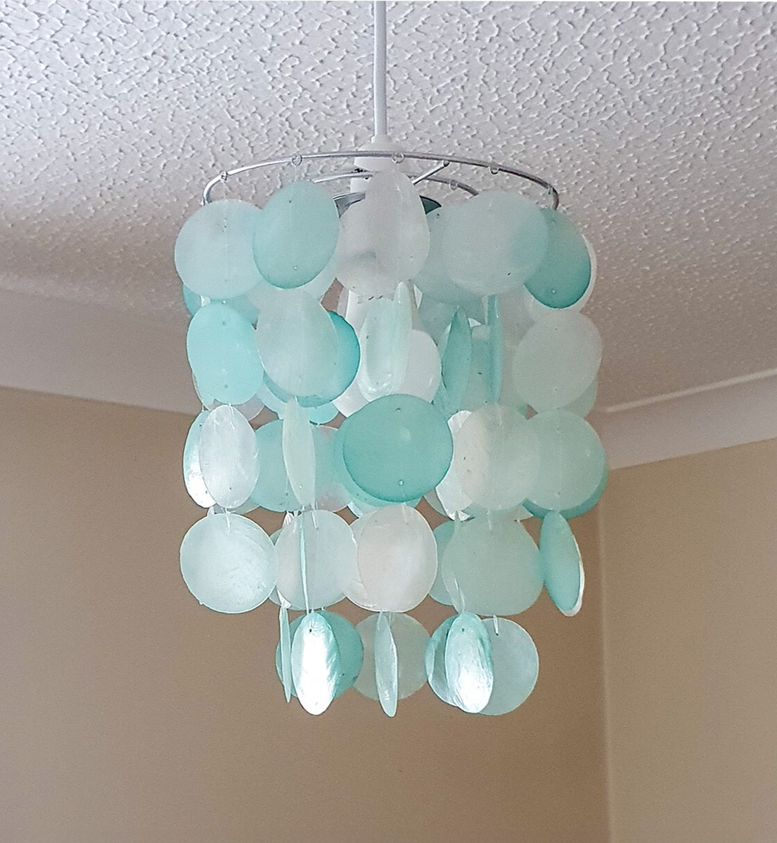 Teal Capiz Shell Ceiling Light Fixture