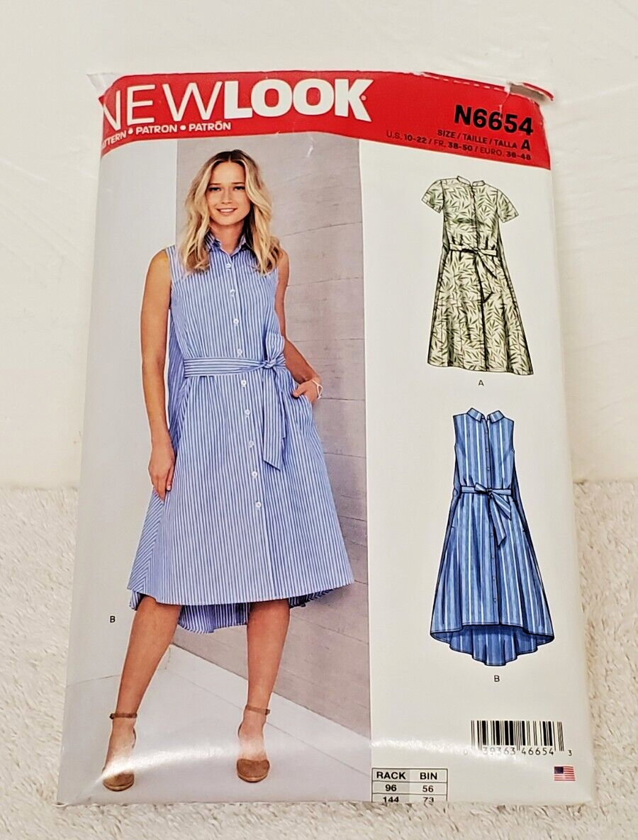 2020 New Look Pattern N6654 Shirt Dress Pattern Size 10-22 CUT 10 pcs. | eBay