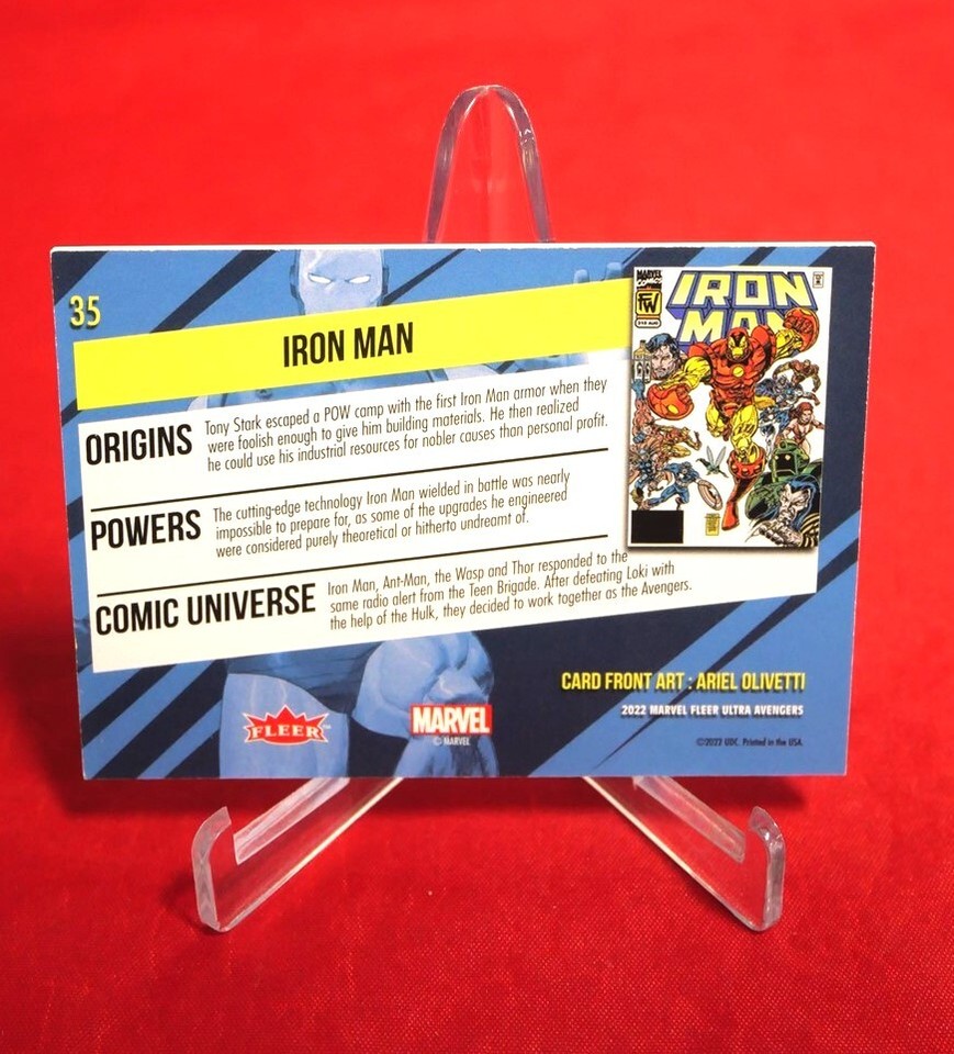 AVENGERS MARVEL Trading Card Iron Man Green Foil 2022 Fleer Ultra #35 ...