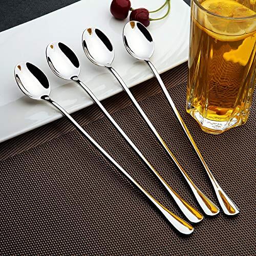 Set of 8 Long Handle Mixing Spoons 9 Inch Stainless Steel Iced Tea ...