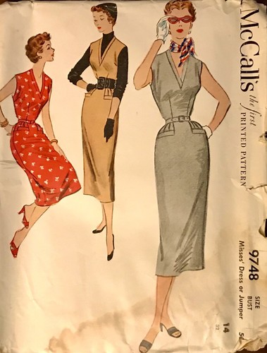 Vintage McCall’s Pattern #9748 Slim Fit Dress Madmen Style Dated 1954 ...