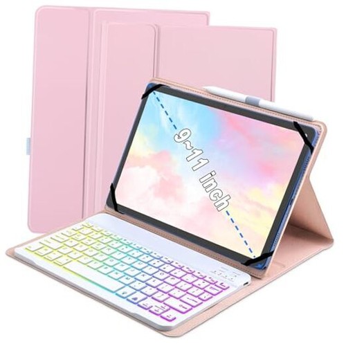Universal Tablet Keyboard Case for for 9/10/10.1/11 inch Tablet Pink | eBay