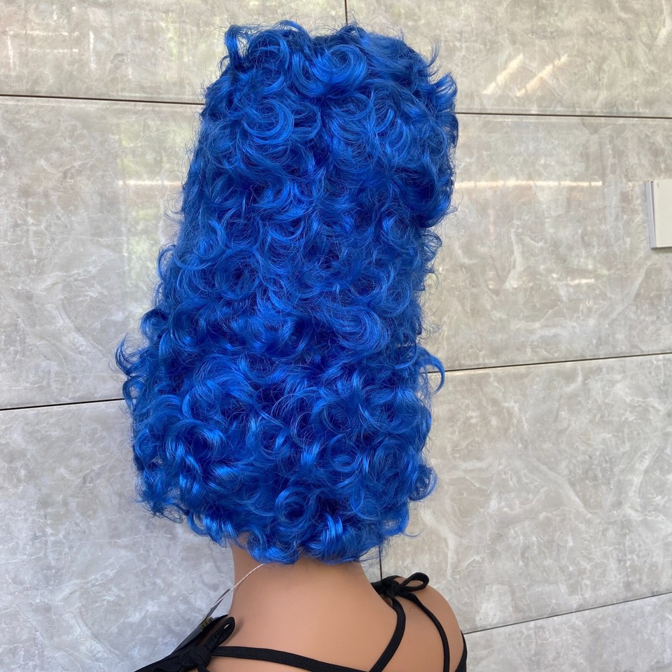Deluxe Marge Simpson Theatrical Halloween Costume Beehive Wig Blue ...