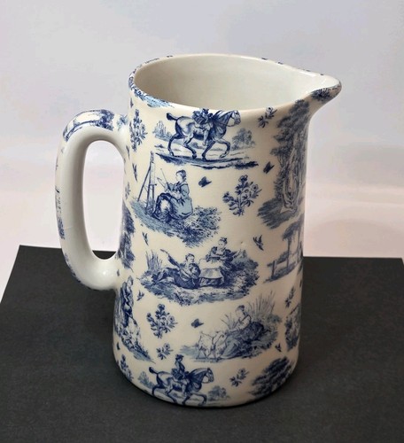 Crown B Burslem Toile Pitcher Blue & White French/English Country ...
