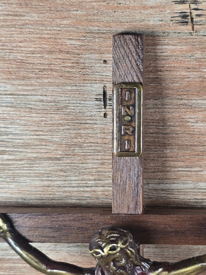 VTG INRI Wood & Brass/Bronze Crucifix Wall Cross – Catholic Christian ...