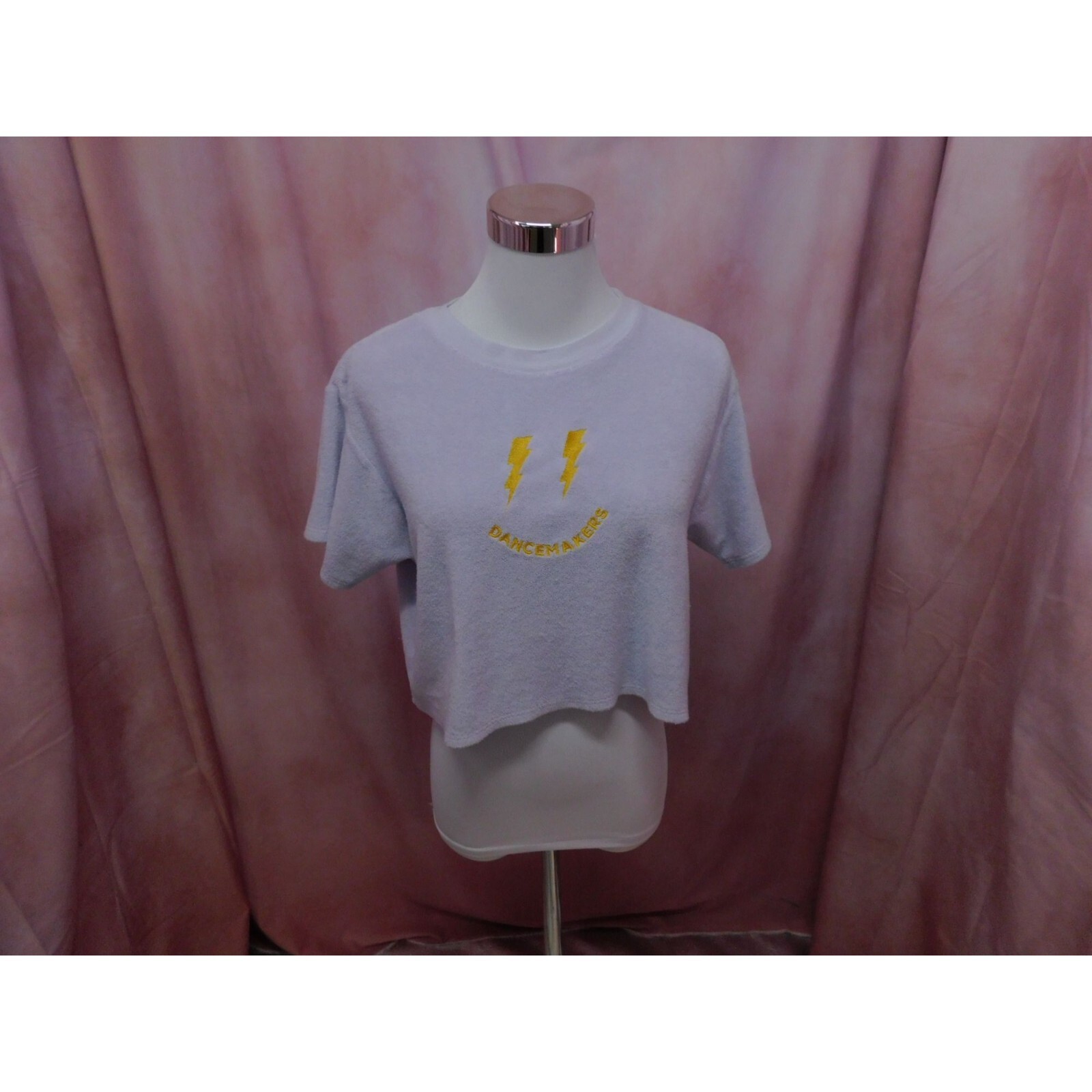 DANCEMAKERS Cropped Smiley Face Terry Cotton Sweatshirt Top XS/S | eBay
