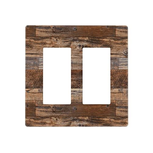 Brown Rustic Wood Plank 2 Gang Double Rocker/Decora Light Switch Cover ...