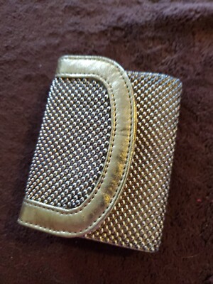 BEAUTIFUL WHITING DAVIS TRI-FOLD WALLET COIN PURSE - GOLD MESH | eBay
