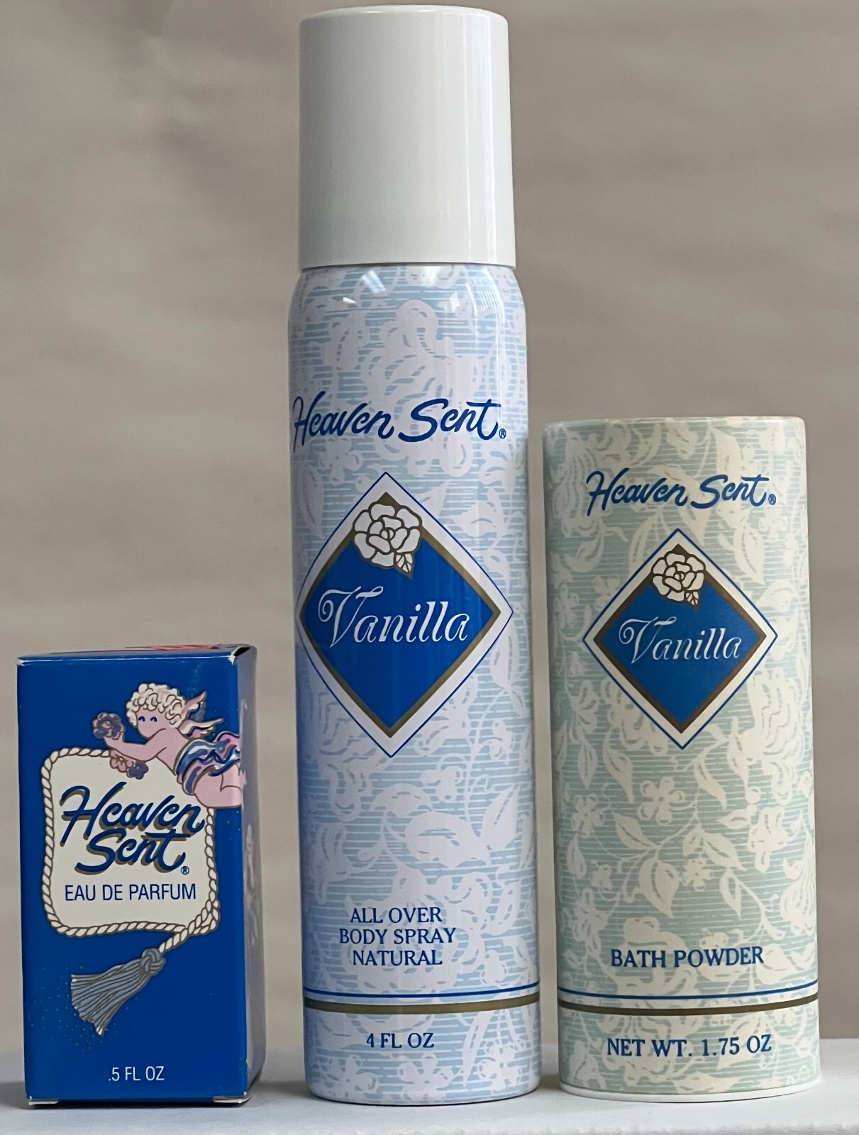 Heaven Sent 90 s Vanilla Body Spray 4 oz , Vanilla 1.75 oz Bath Powder ...