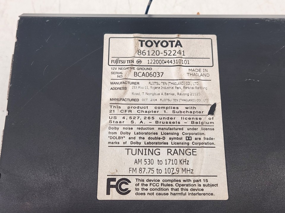 2004-2007 Toyota Highlander Radio Receiver AM FM CD Mp3 OEM | eBay