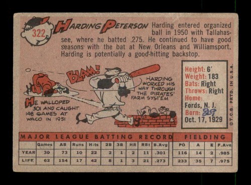 1958 Topps #322 Harding Peterson RC VG/VGEX X3182260 | eBay