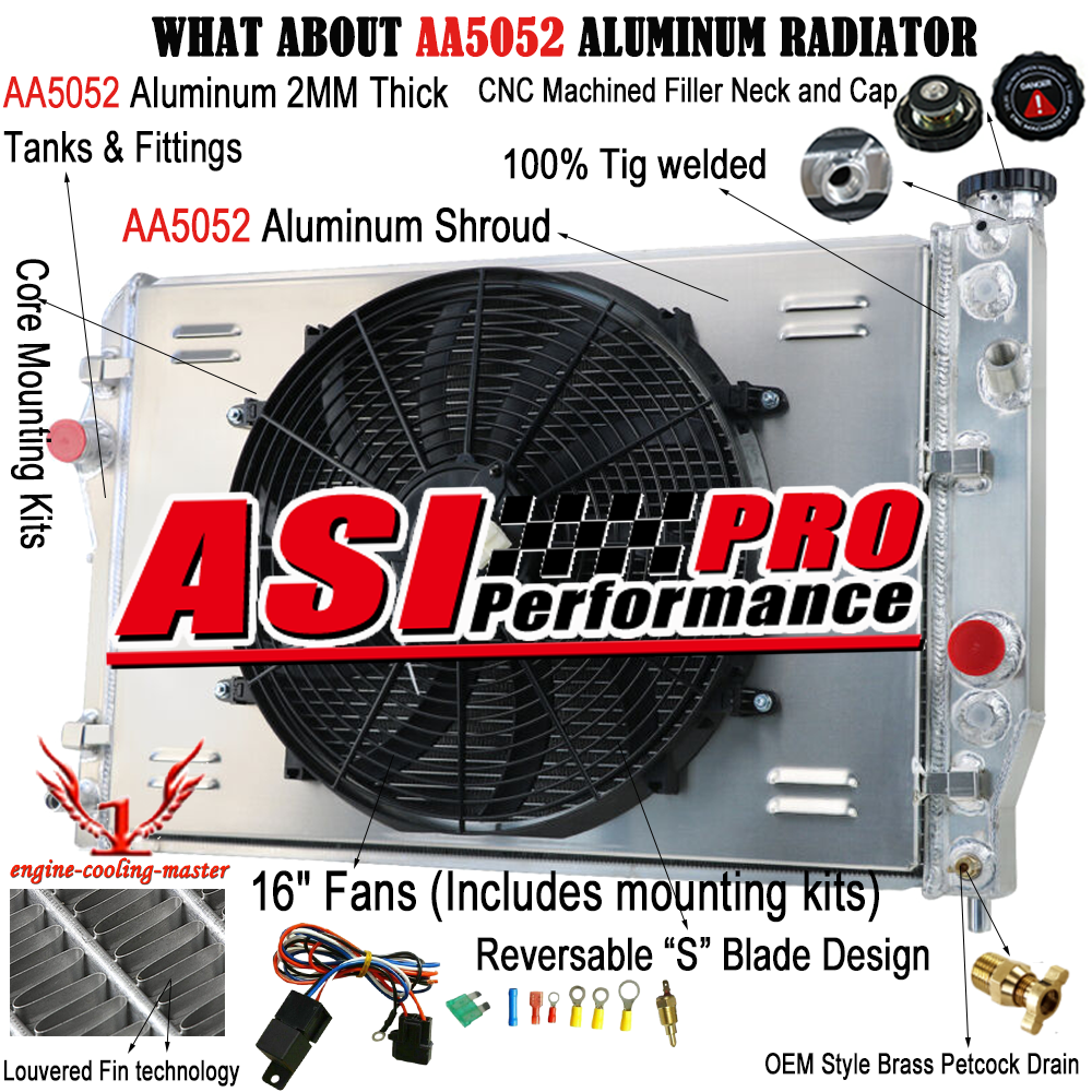 4 ROW Radiator Shroud Fan For 93-02 Chevrolet Camaro Z28 SS Pontiac ...