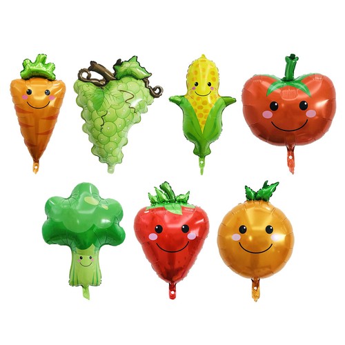 7 Set Helium Birthday Party Balloons Smile Fruit Vegetable Foil Balloon ...