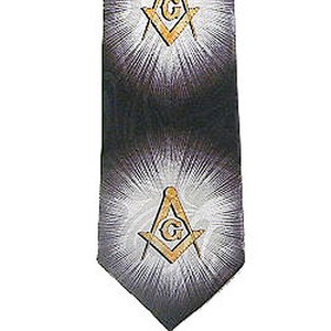 Masonic Tie Regalia Black Gold Polyester long necktie. Bursts of Light ...