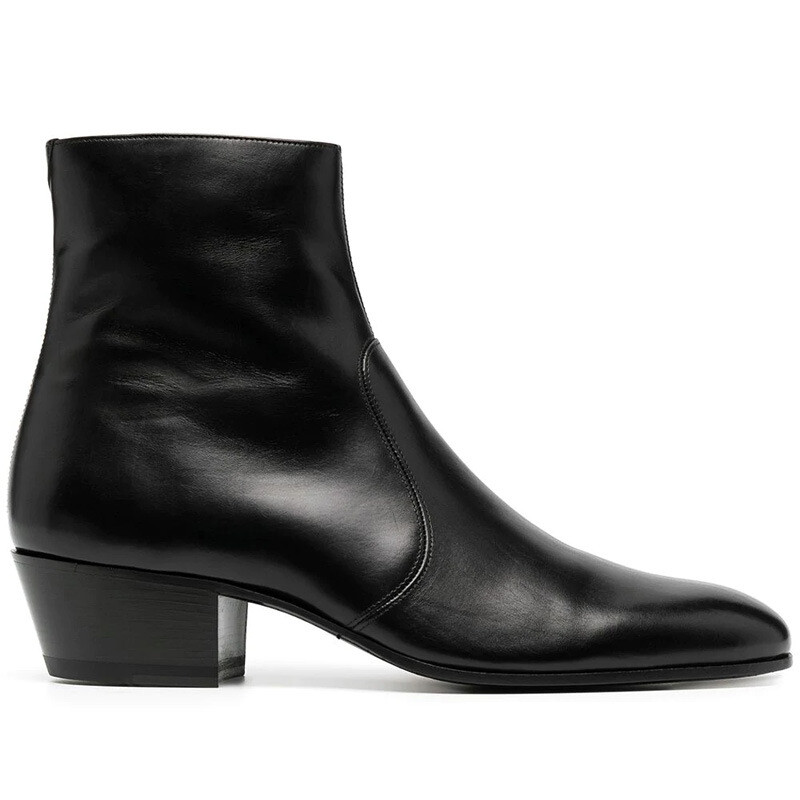 Runway Cowboy Real Leather Mens Chelsea Boots Cuban Heel British ...