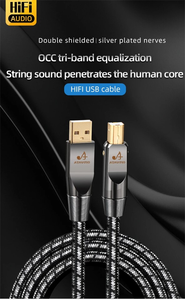 HiFi USB Cable USB Type A To B Audio usb otg type B Male For PC DAC ...