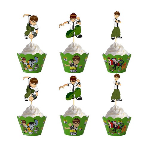 12x Ben 10 Cupcake Wrapper & Topper. Party Supplies Lolly Loot Bag Cake ...