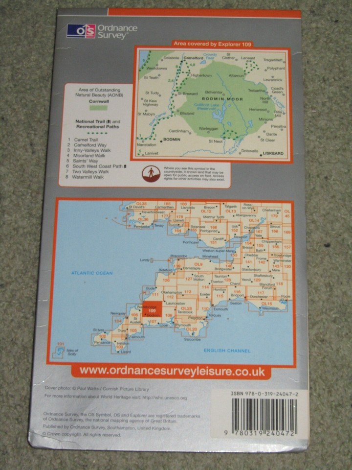 Ordnance Survey Explorer 1:25,000: Sheet 109 Bodmin Moor & Camelford ...