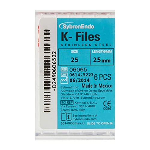 Kerr Dental 06065 SybronEndo Stainless Steel Endodontic K-Files 25mm ...