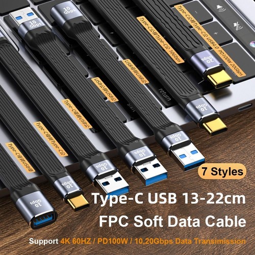 10Gbps Data Cord Soft FPC Fast Charging Line Flexible USB C Cable | eBay