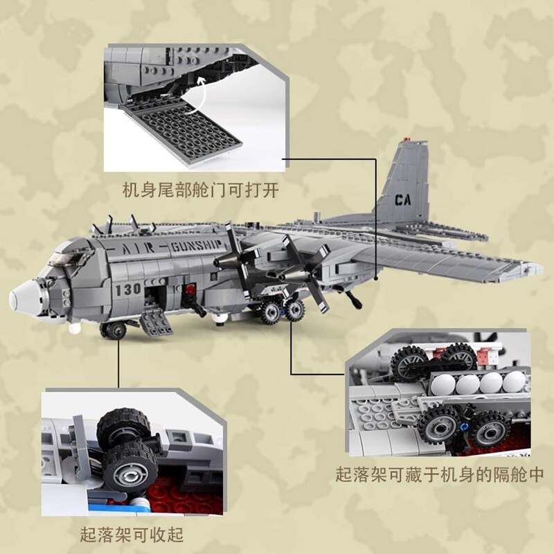 C-130 Model Kit, AC130 Model Kit Military Building Bricks Set Airplane ...