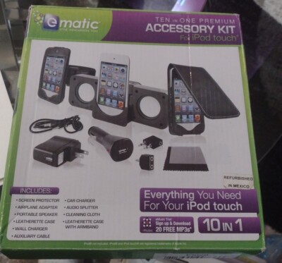 Ematic 10-in-1 Premium Accessory Kit for iPod Touch Car Charger ...