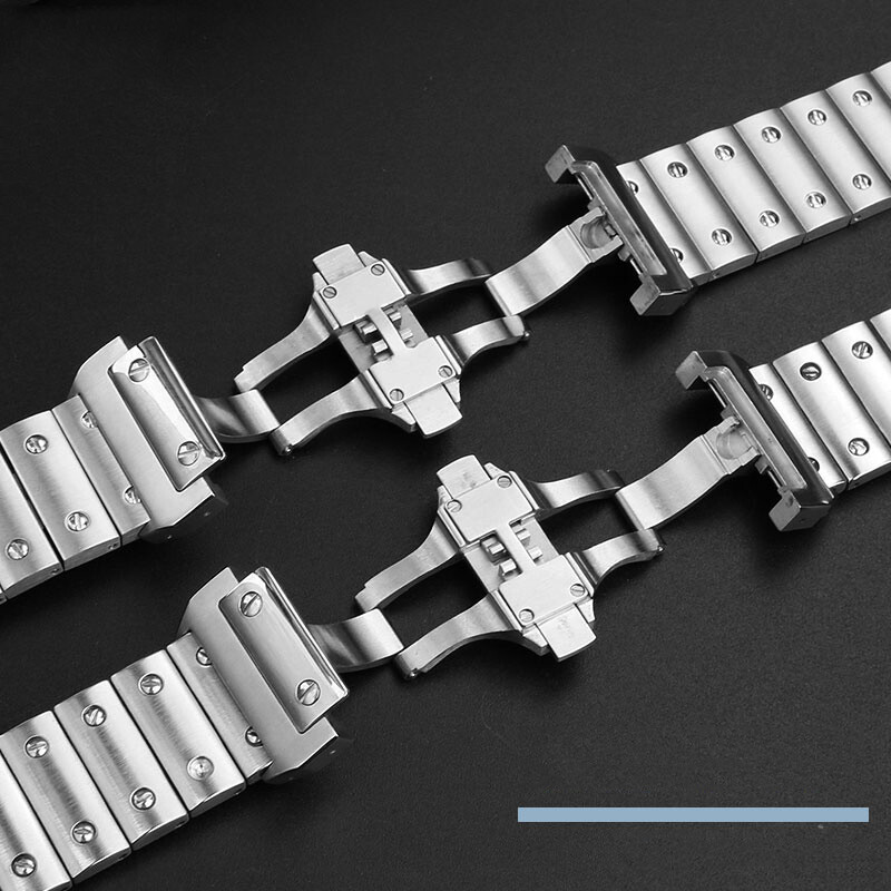 23mm Steel Bracelet Metal Chain Watch Band Strap Fits Cartier Santos ...