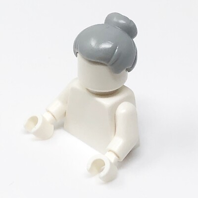 93217 LEGO Minifigure Hair Top Knot Bun Grandmother Granny Light Bluish ...