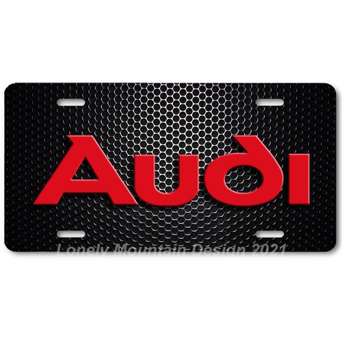 Audi Inspired Art Red on Black Mesh FLAT Aluminum Novelty Auto License ...