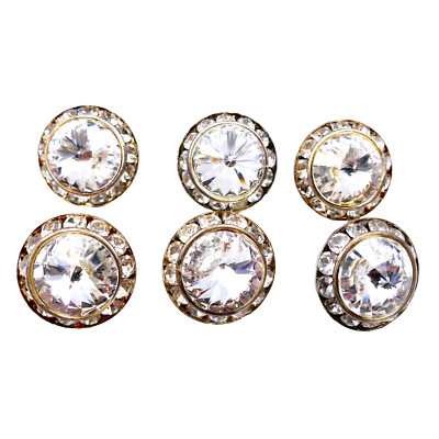 Victorian Rhinestone Gem Shank Buttons 3/4" Lot of 6 Clear Glass Round ...