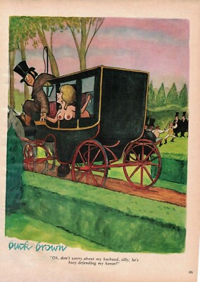 1973 Buck Brown Playboy Magazine Cartoon "Don't Worry About My Husband ...