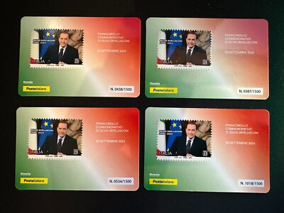 4X LOTTO 2024 ITALIA SILVIO BERLUSCONI TESSERA FILATELICA PERFETTE ...