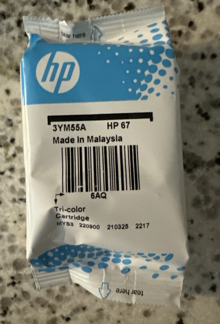 Genuine New HP 67 Tri-Color Ink Cartridge 3YM55A New Sealed In Foil | eBay
