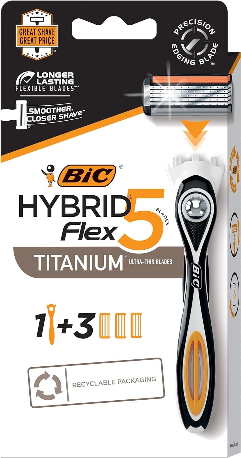 BIC Flex 5 Hybrid Men'S 5-Blade Disposable Razor Shaving Kit Men ...